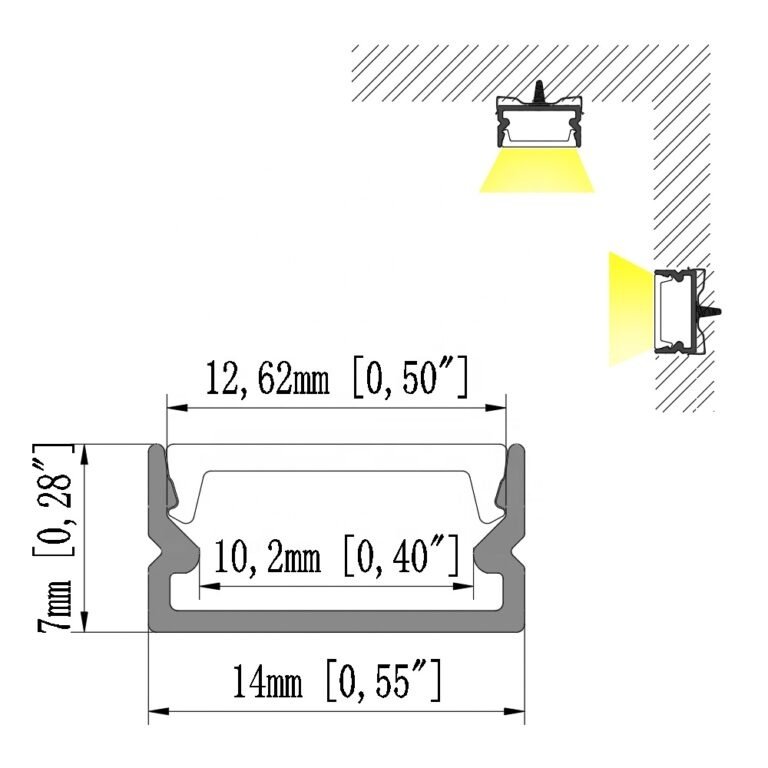LED Aluminium profile for LED strip 1407