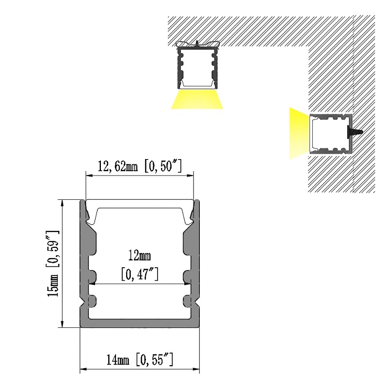 LED Aluminium profile for LED strip 1415B