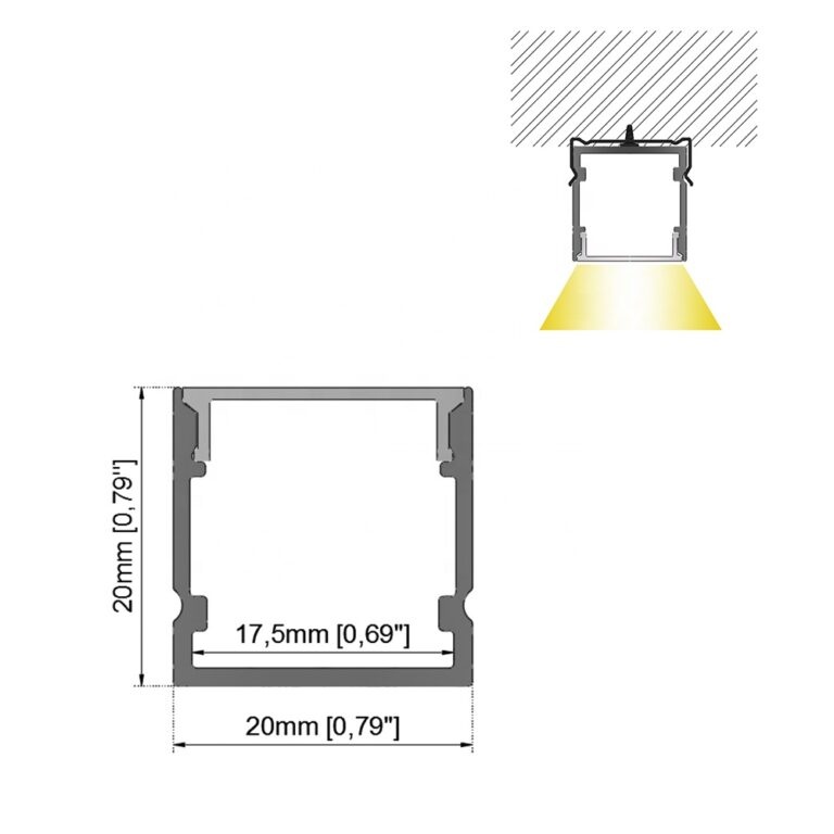 LED Aluminium profile for LED strip 2020