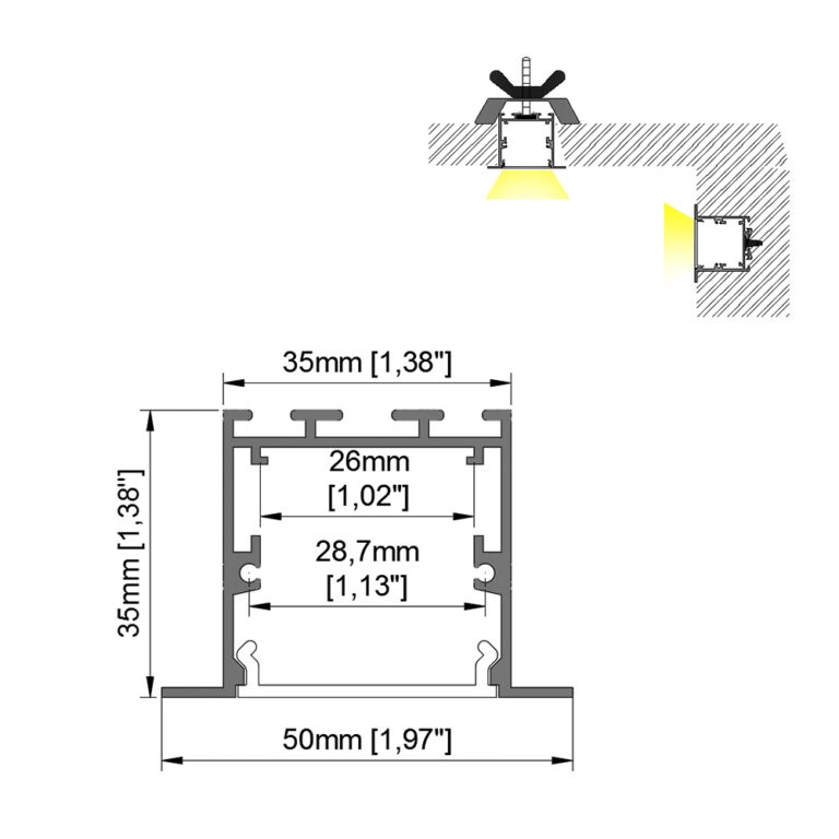 LED Aluminium profile for LED strip 3535A