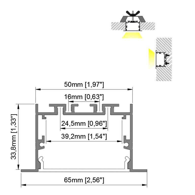 LED Aluminium profile for LED strip 5035A