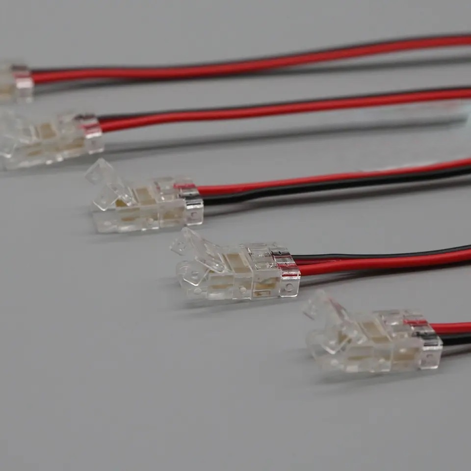 Strip to wire DC12V/24V 2PIN strip to wire 8mm PCB COB LED strip connector