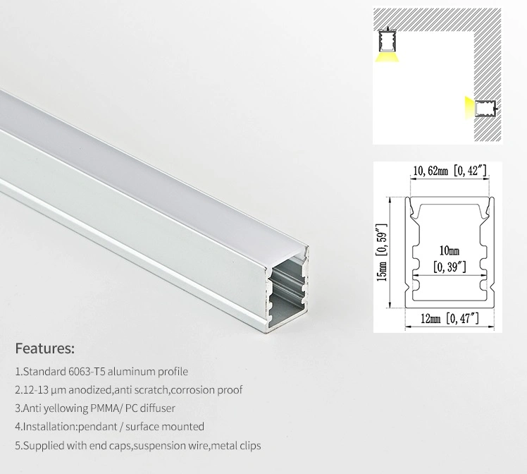 LED Aluminium profile for LED strip 1215B