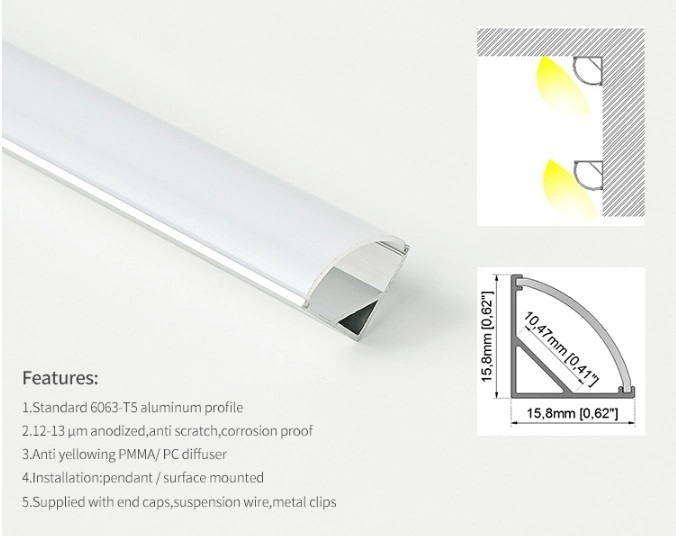 LED Aluminium profile for LED strip 1616H