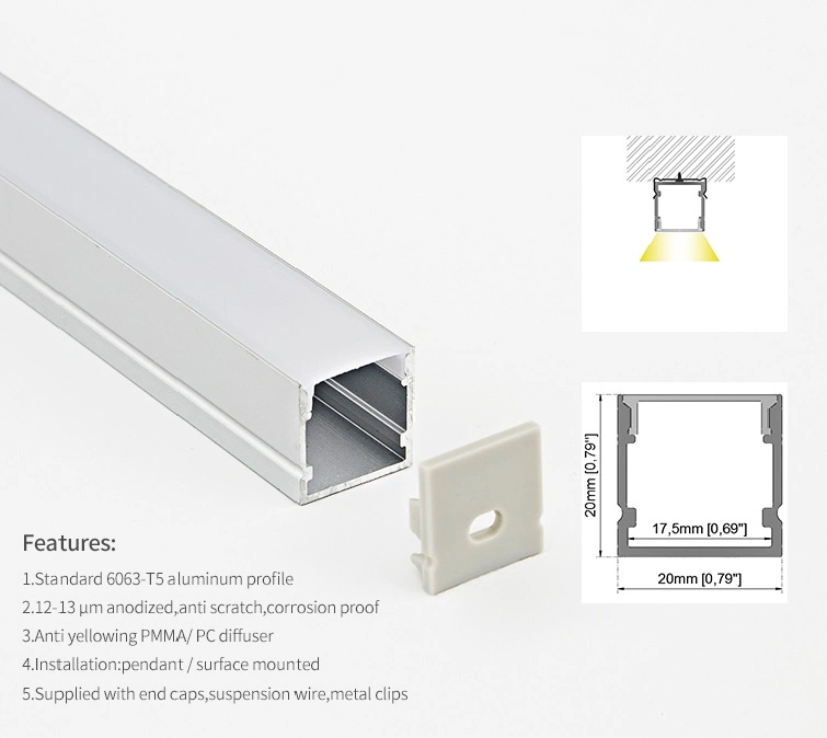 LED Aluminium profile for LED strip 2020