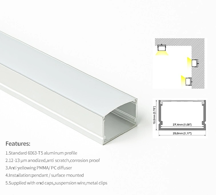 LED Aluminium profile for LED strip 3020B